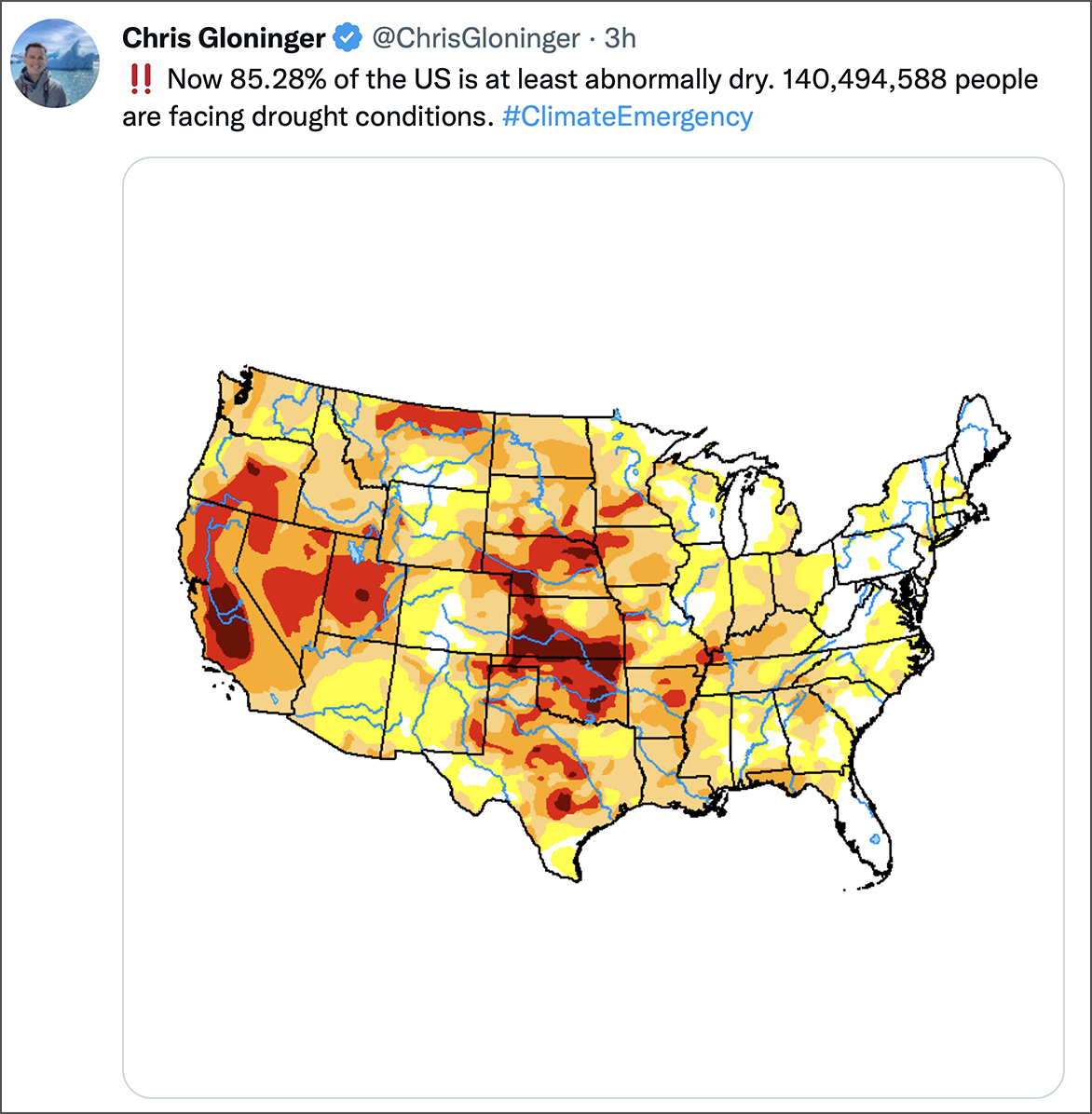 Graph of the Day: NOAA Shows Widespread US Drought – This is Not Cool