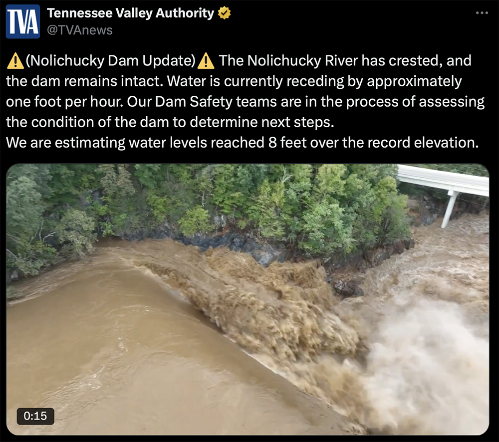 Tennessee Dam near “Imminent Failure” – This is Not Cool